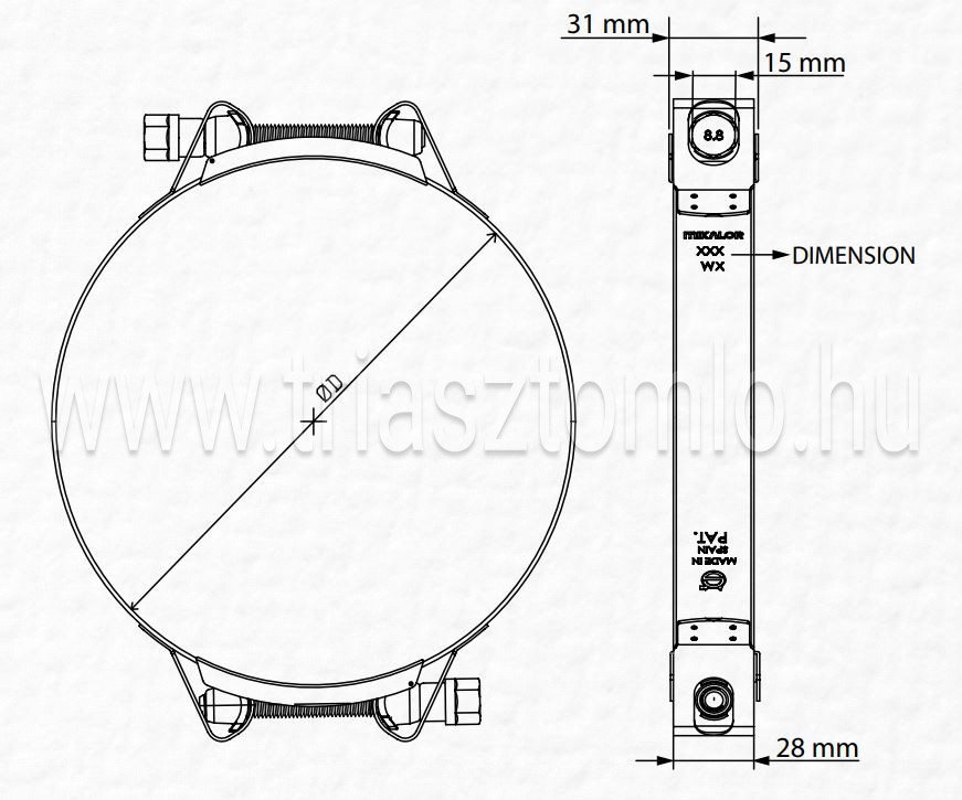 MIKALOR DOUBLE W2 Stainless steel Mikalor supra wide hose clamp